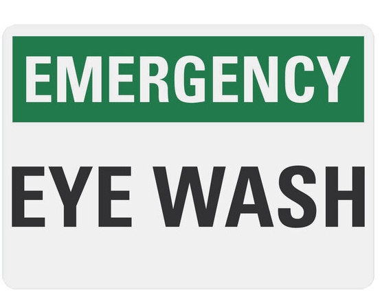 CV-5120) Emergency Eye Wash Sign, 7" x 10" STICKER Green letters ...